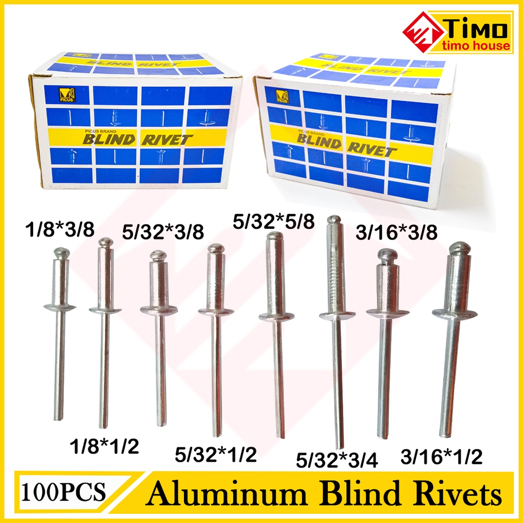 (100pcs) Blind Rivet Blind Rivets 1/8 5/32 3/16 | Shopee Philippines