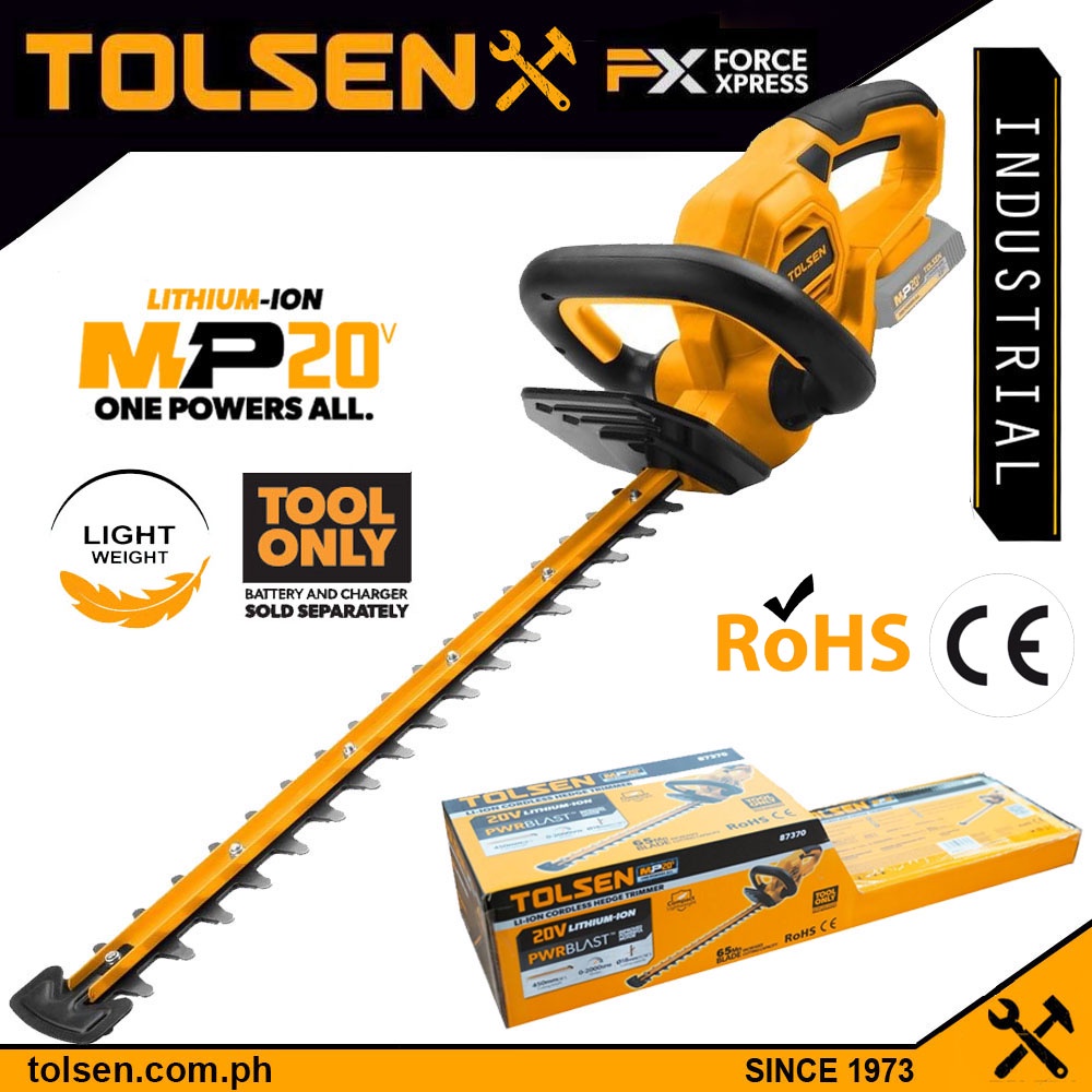 Tolsen LI-ION Cordless Hedge Trimmer 18" CE Approved 87370 | Shopee ...