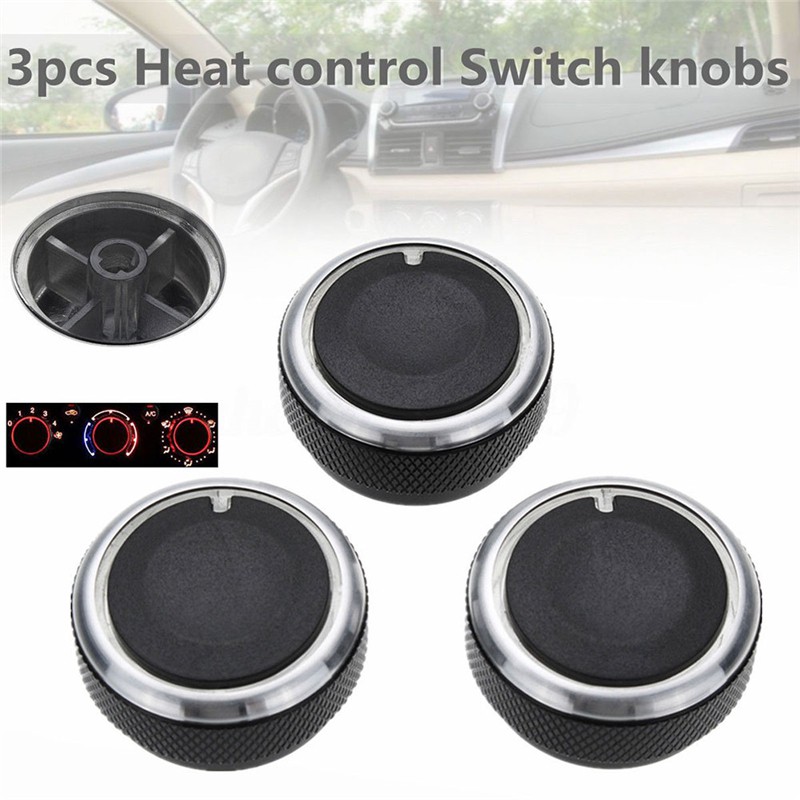 3pcs Black Silver Switch Knob Heater Climate Control Button A/C ...