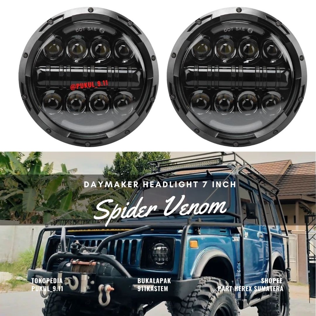 Daymaker Spider Eye Venom 7inch 80w LED Lamp Jimny Rubicon Wrangler ...