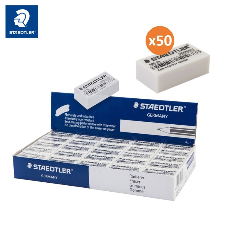 (50 Pcs) Pencil eraser Pack Staedtler Brand white Cube Mechanical 2B ...