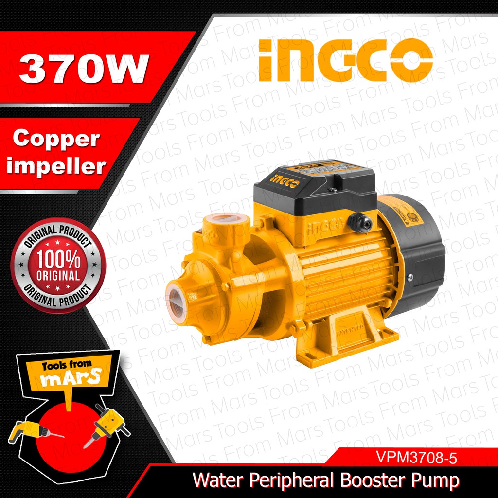 INGCO Water Peripheral Booster Pump 370W (0.5HP) VPM3708-5 •TOOLS FROM ...