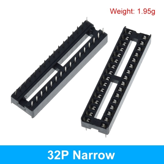 IC Socket 6P/8P/14P/16P/18P/20P/24P/28P DIP IC Seats Adaptor Solder Type 28 Pin Narrow Body DIP ...