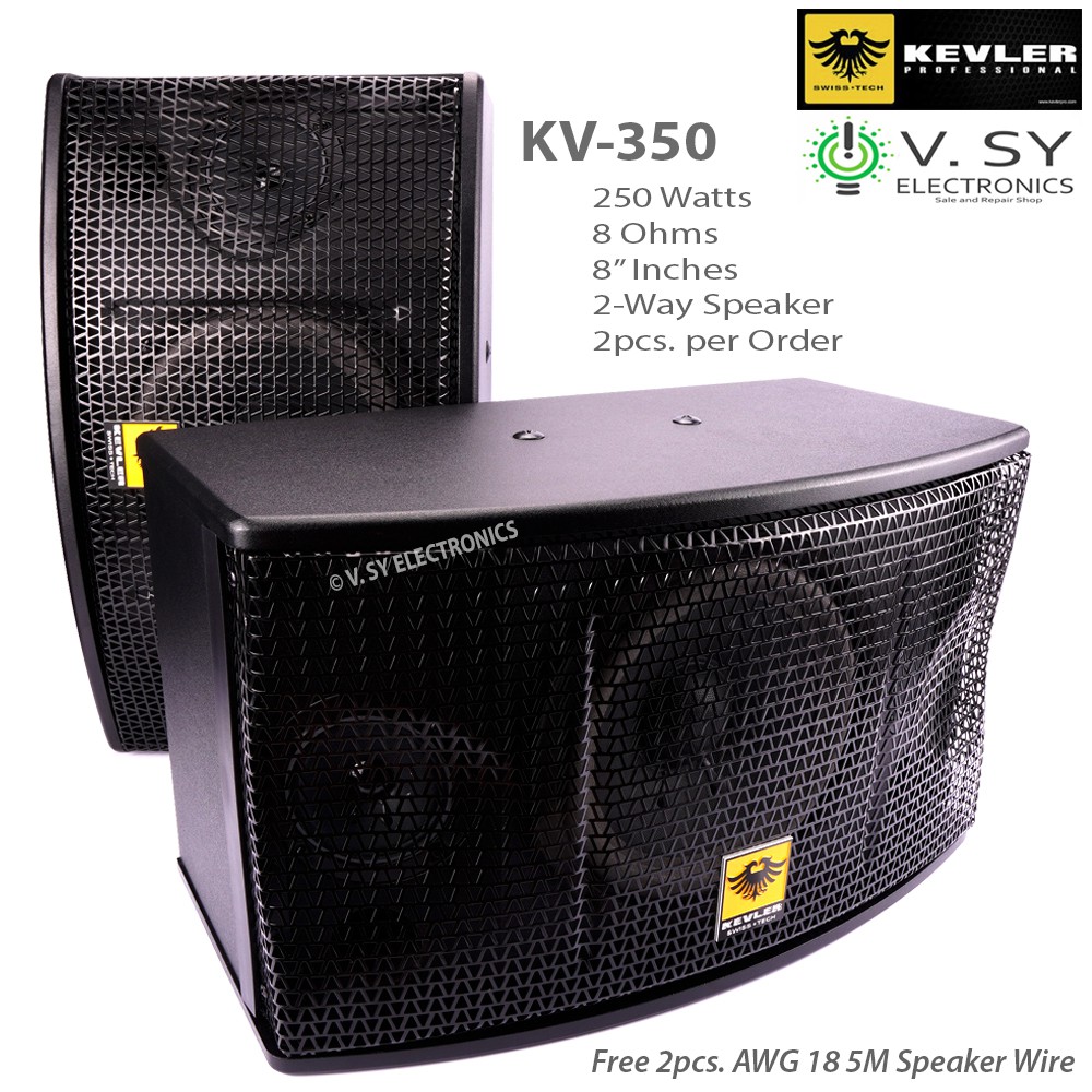2pcs. Kevler KV-350 8 Inches 250W 8 Ohms 2-Way Karaoke Speaker System ...