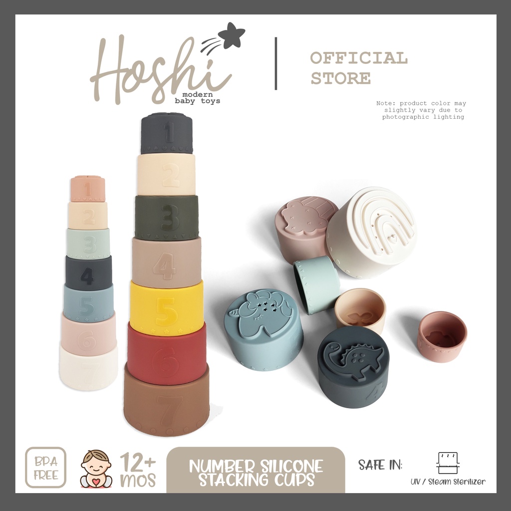 Hoshi Baby Premium Silicone Number Stacking Cups, Educational Toy for ...