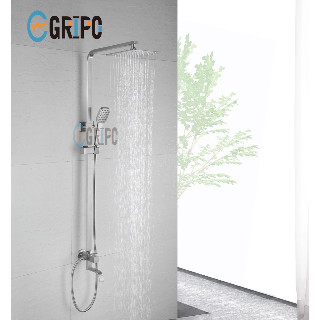 GRIPO NEW High End 304 Stainless Square Adjustable Water flow single ...