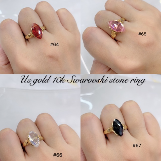 Us gold 10k Swarovski stone ring with box | Shopee Philippines