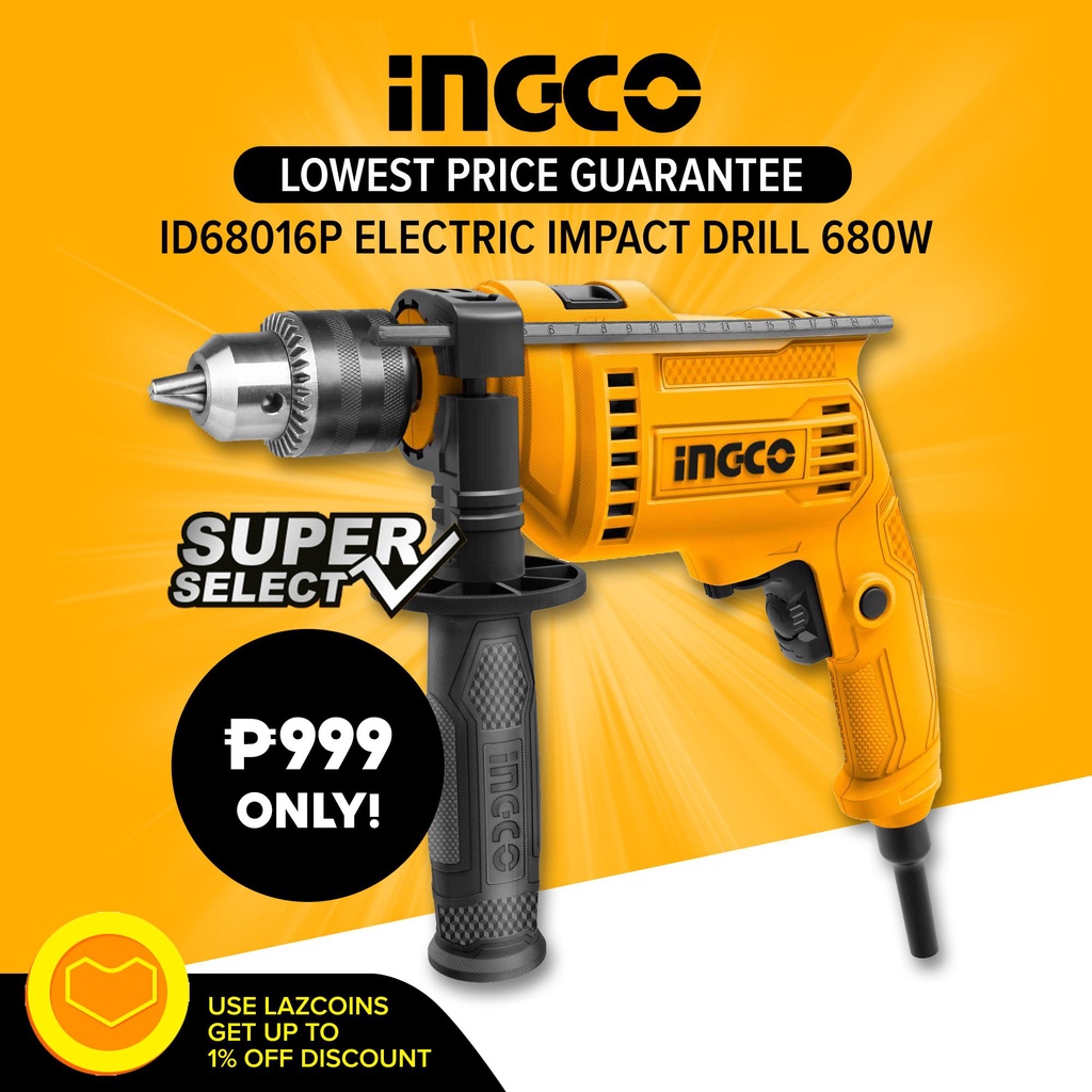 Ingco ID68016P / ID6808 Impact Drill 13mm with Hammer and Variable ...