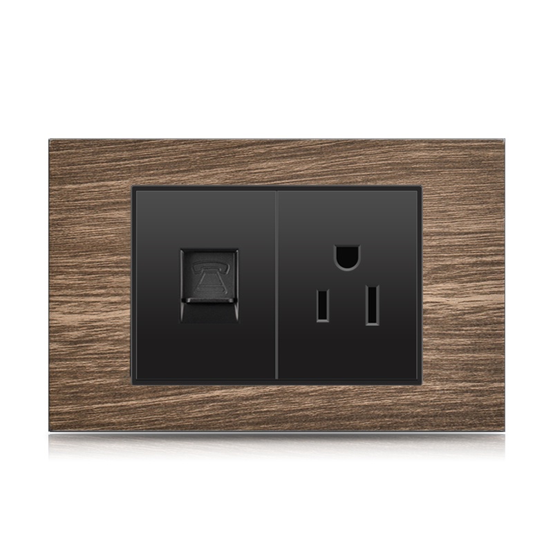 PSSRISE Type 118 15A 110V Wall Switch Socket American Brand Wood Grain ...