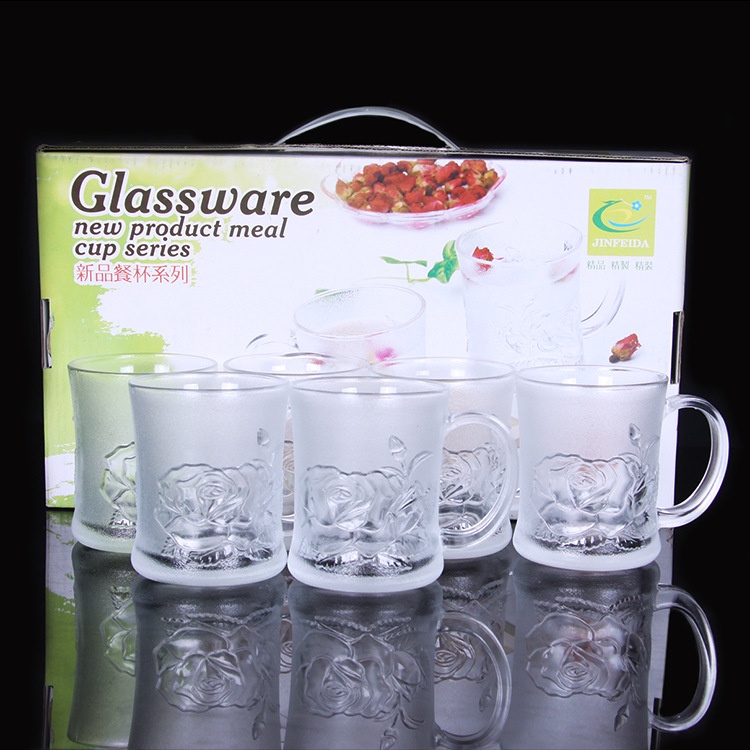 2gether 240ml Glass Transparent Drinking Set 6pcs w/ Handle Mugs ...