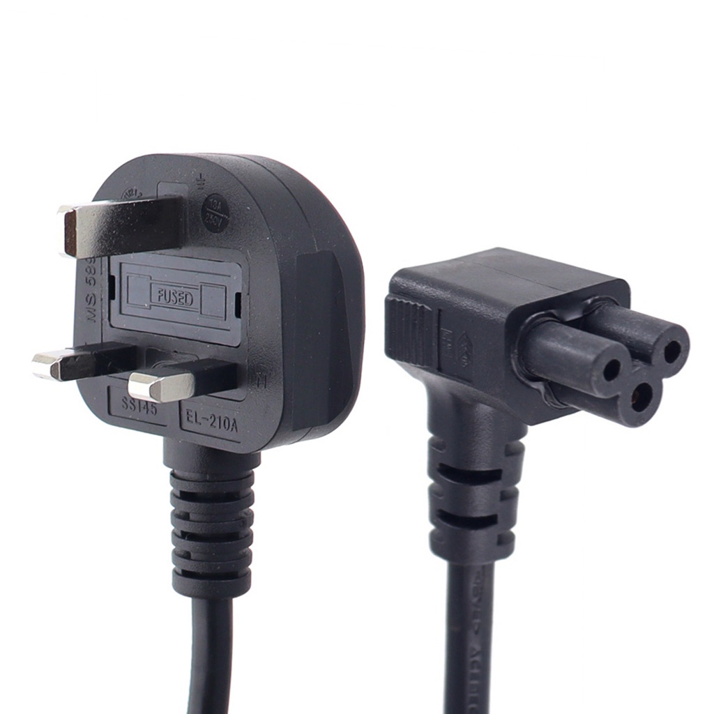 UP Angled IEC 60320 C5 to UK BS1363 Mains Plug Laptop Power Lead Cable ...