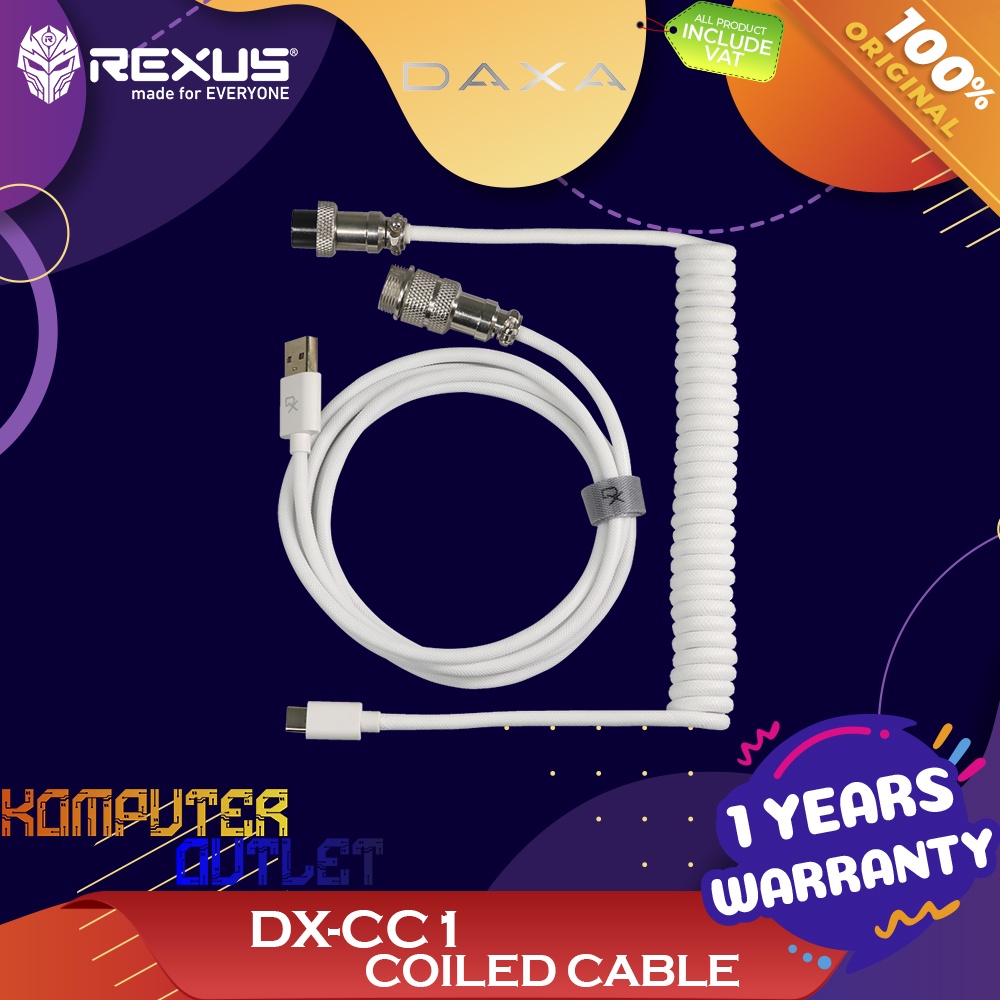 Rexus DAXA COILED CABLE DX-CC1/CC1 USB Type C - WHITE | Shopee Philippines