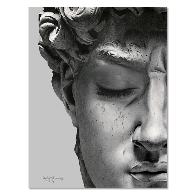 Retro Renaissance David Solid Sculpture Canvas Paintings Half A Face ...