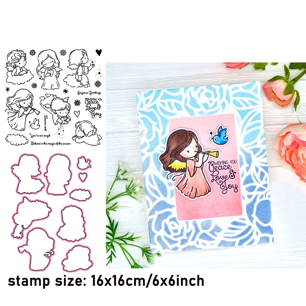 Little Angels Die-Cutter Cutting Dies with Clear Stamp for Diy ...