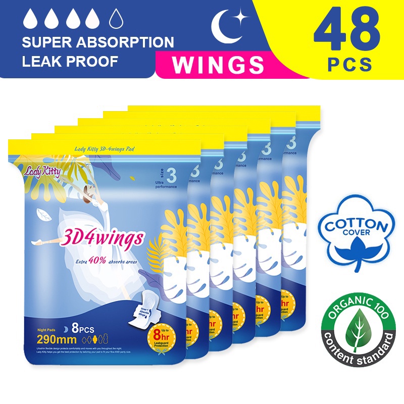 Lady Kitty All Night Sanitary Napkin 48's 290mm Sanitary Pads with Wings | Shopee Philippines