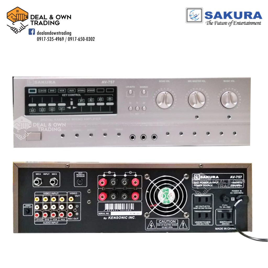Sakura AV-757 1650 Watts x 2CH Digital Karaoke Mixing Amplifier | Shopee Philippines