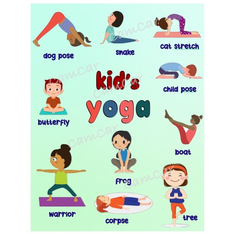 Laminated Wall Chart Kids Yoga Poster Activities | Shopee Philippines