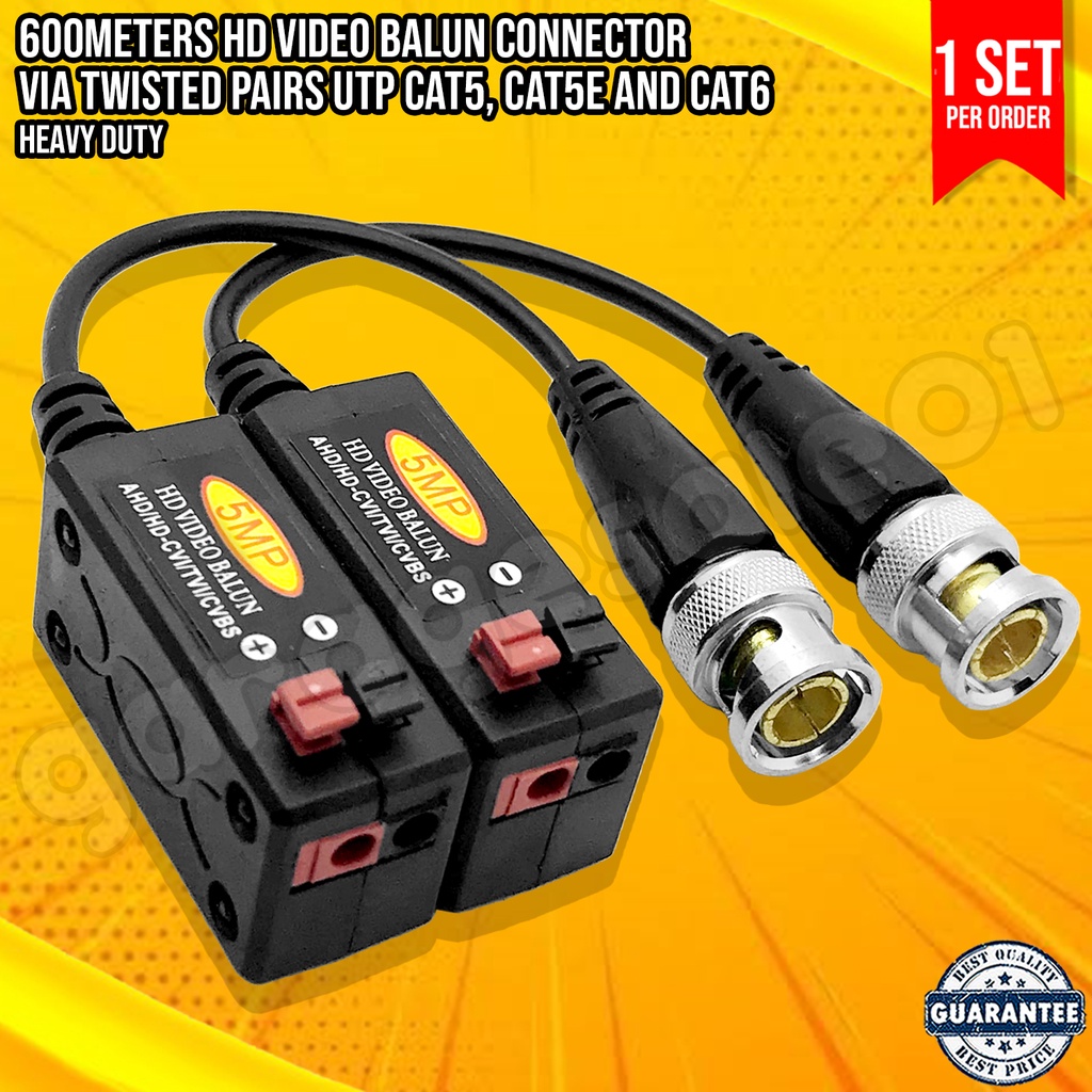 GS HD Video Balun Connector 600M Set – Heavy Duty UTP Cat5/Cat5e/Cat6 ...