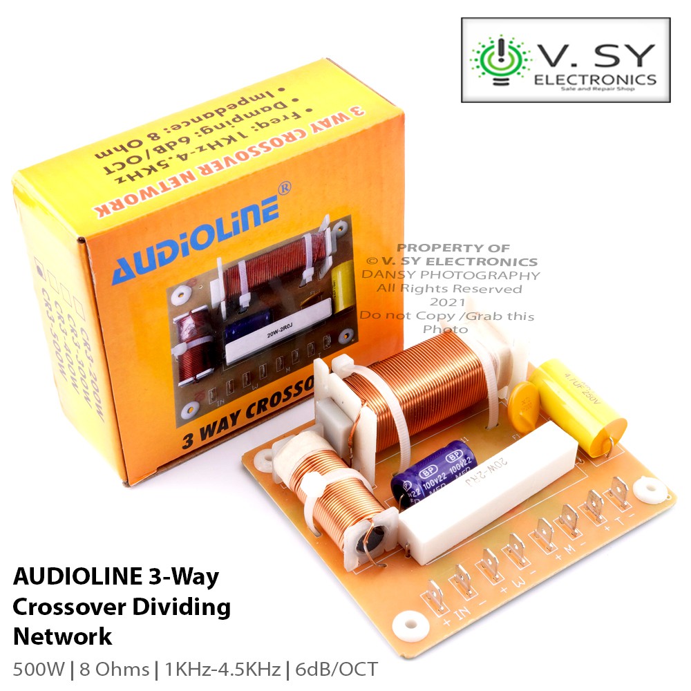 Audioline 500W 8 Ohms 3-Way Audio Speaker Crossover Dividing Network ...