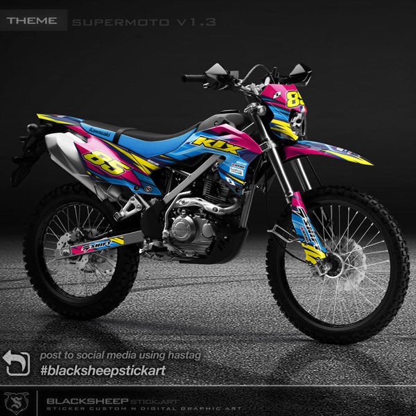 Decal Supermoto KLX Graphic blue pink full sticker | Shopee Philippines