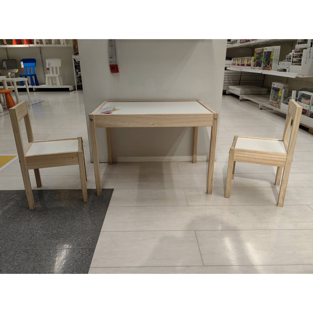 LÄTT Children's Table + 2 Chairs (White/Pine) | Shopee Philippines
