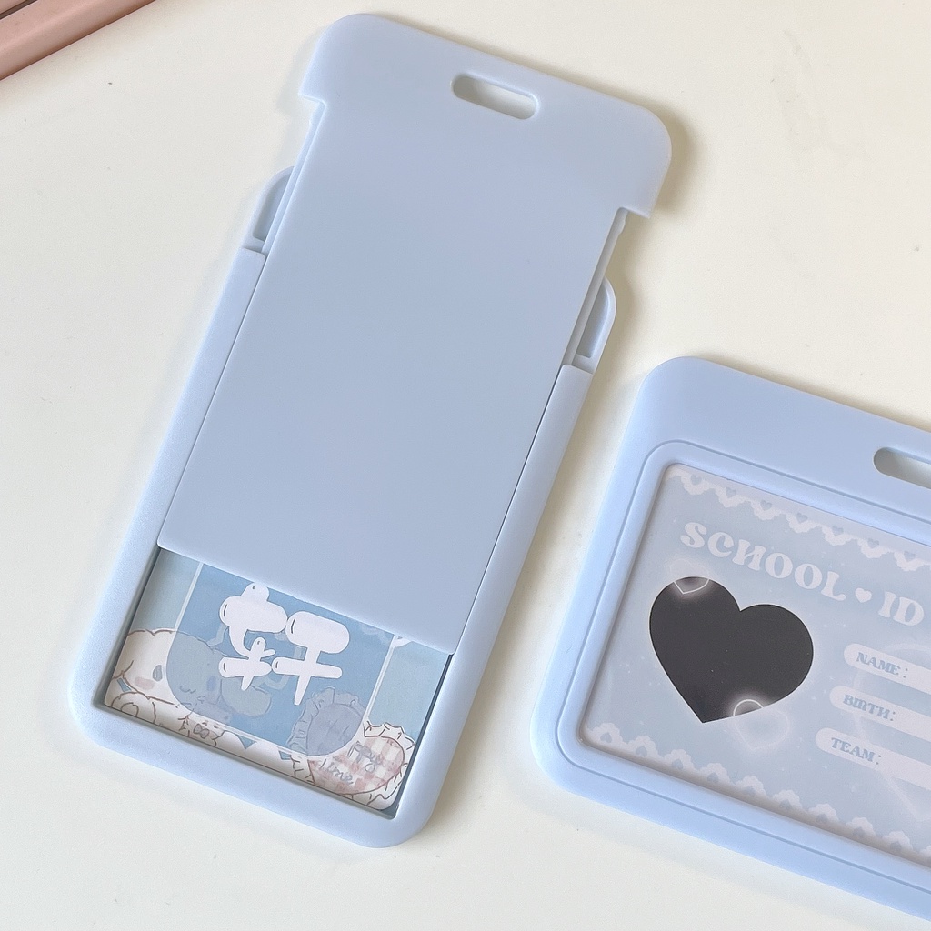 Milk Blue Card Cover Set Keychain Campus Couple Card Holder ID Card ...