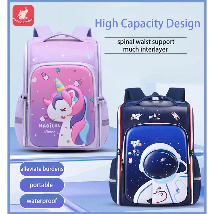 Children's school bag 3D cartoon character backpack light ridge ...