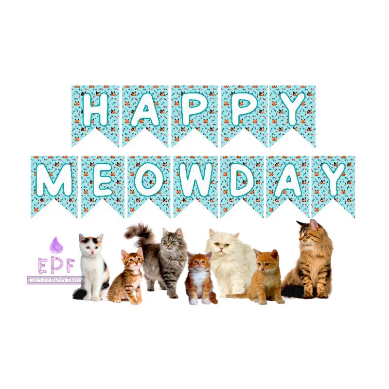Happy Meowday Banner Cat Banner | Shopee Philippines