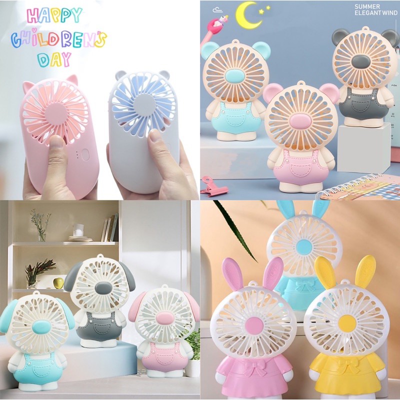 USB rechargeable handheld Mini Fan cartoon animal night light fan ...