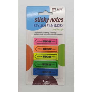 Joy Sticky Notes Sign Here Arrow Flag Sticky Note PET 5 in 1 Sold Per ...