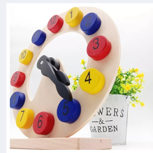 Wooden Toy Color Cartoon Digital Clock Child Teaching Learning Alarm ...
