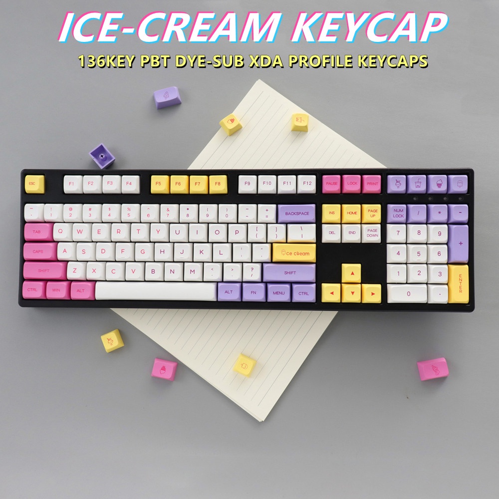 Ice Cream Theme Keycaps XDA Profile 136 Key PBT DYE-SUB Keycaps For MX ...