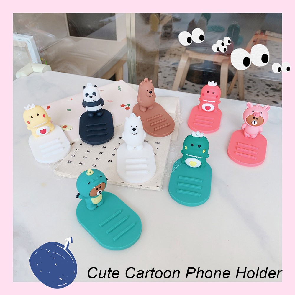 Cute Cartoon Phone Holder For Handphone Bear Dinosaur Panda Desk Stand ...