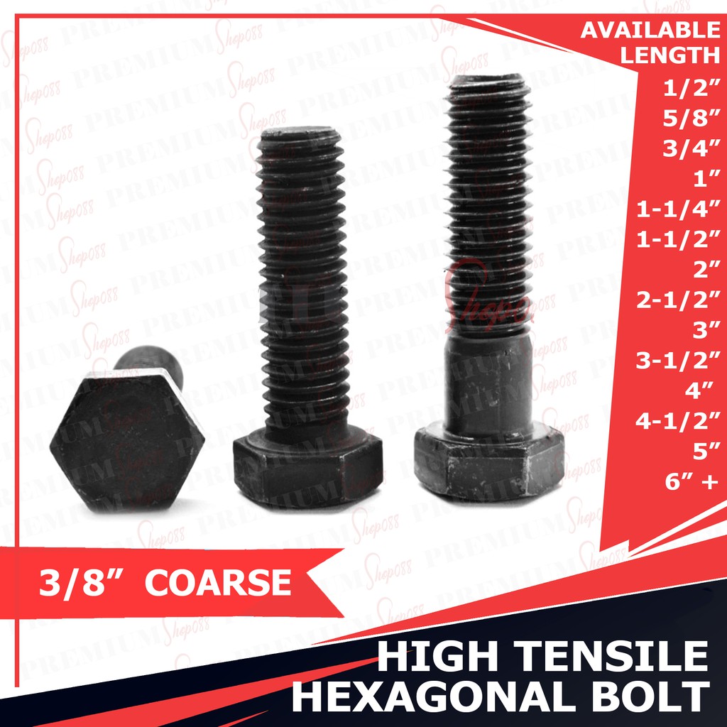 5/10pcs 3/8" High Tensile Hexagonal Bolt Cap Screw HTNC Nut 3/8 HT Hex ...