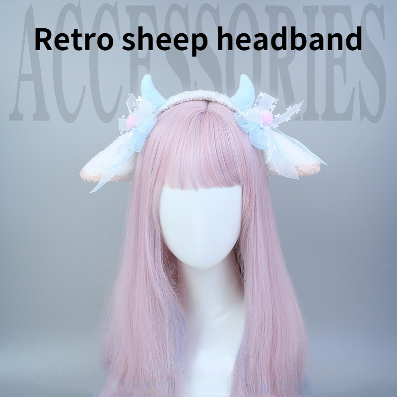 Sheep Ear Headband Simulation Beast Ear Handmade plush cosplay fashion ...
