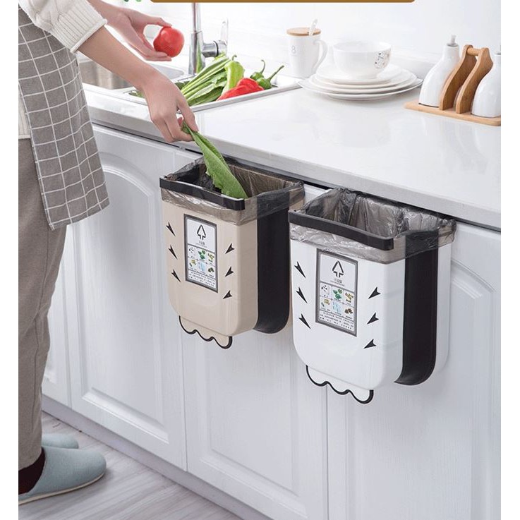 BIG SIZE 29CM Folding Waste Bin Kitchen Cabinet Door Hanging Trash Bin ...