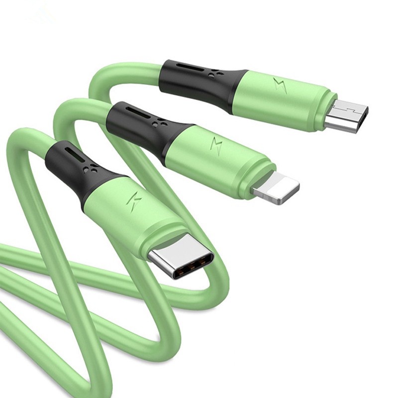 3 in 1 Liquid Silicone Macaron Color USB Cable Fast Charger for Android ...