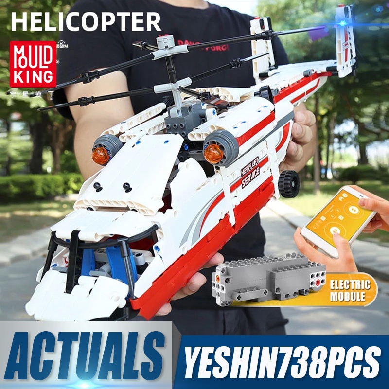 Mould King 15012 High-tech App Rc Control Heavy Lift Helicopter Model ...