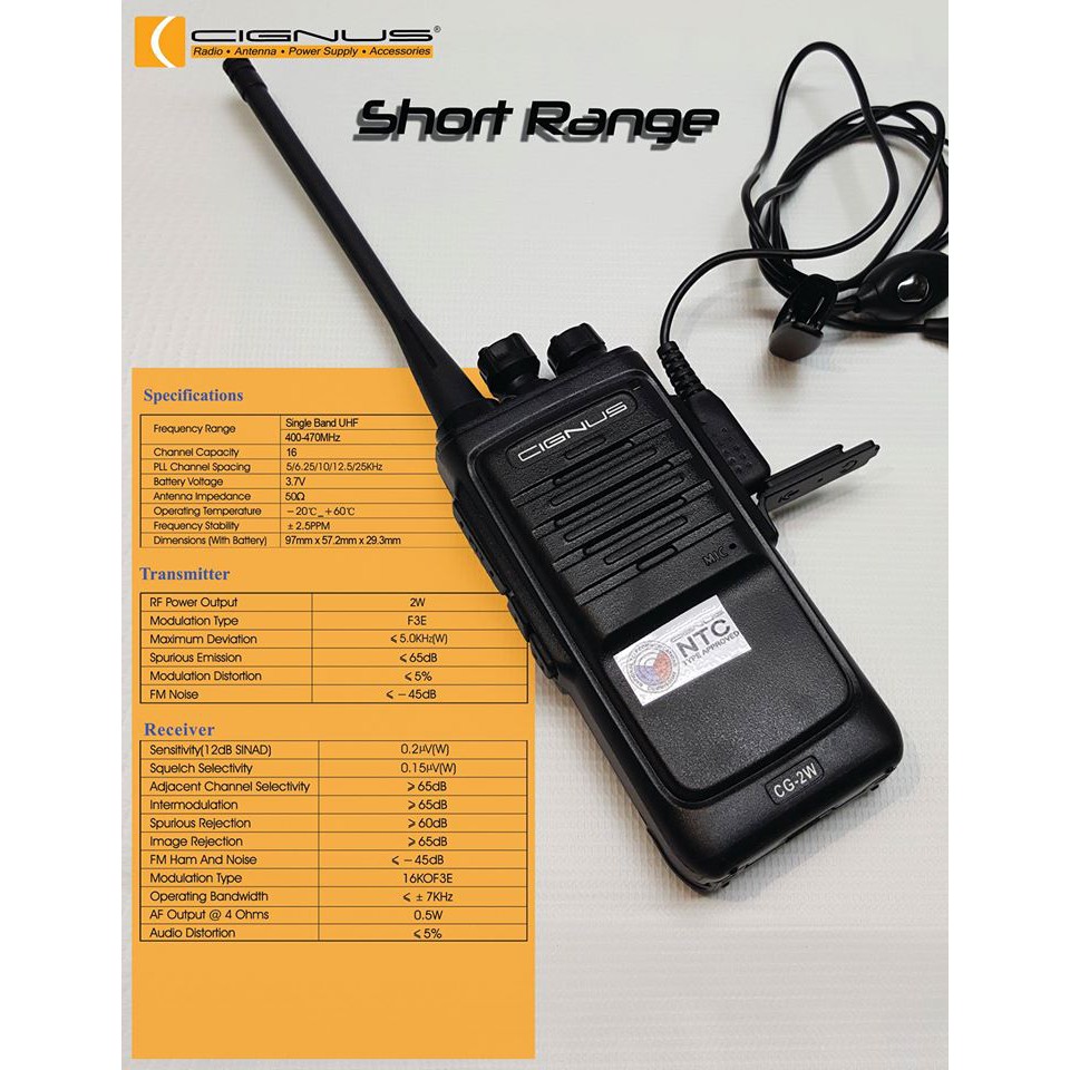 CIGNUS CG-2W SHORT RANGE TWO WAY RADIO | Shopee Philippines