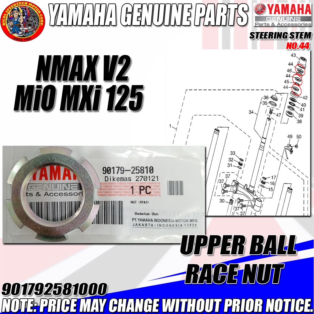 NMAX V1/V2/MIO MXI 125 UPPER BALL RACE NUT (YGP) (GENUINE: 90179-25810 ...