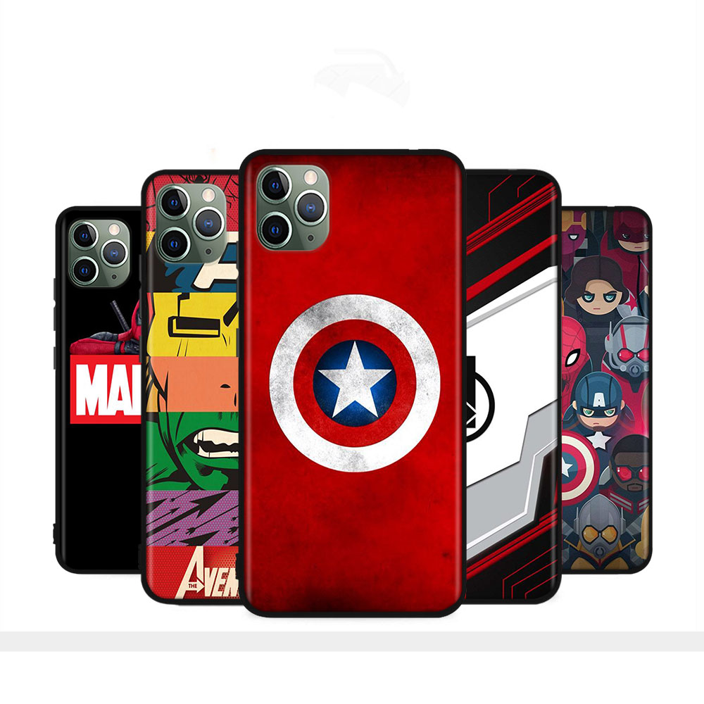 H-115 Marvel Avengers Soft Silicone Case Cover iPhone XR XS 11 12 Mini ...