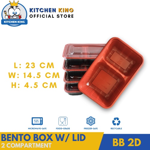 Bento Box Tray With Plastic Lid [100pcs] - 1 | 2 | 3 | 4 | 5 Division ...