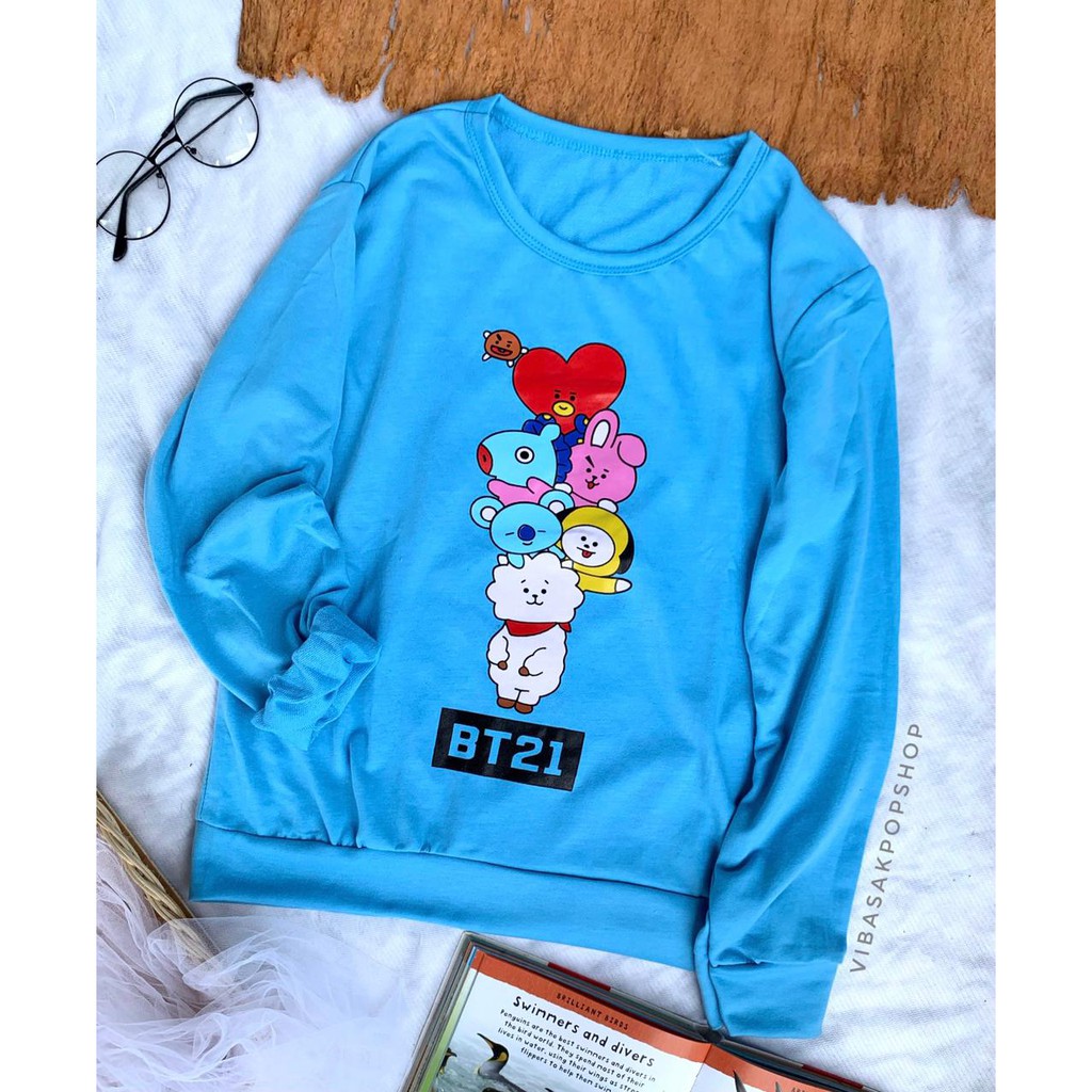 VB01 Longshirt BTS BT21 BT21 Motif Sweater T-shirt | Shopee Philippines