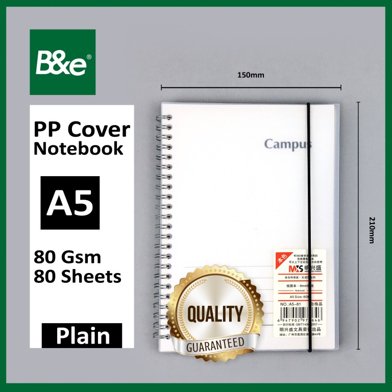 bnesos Stationary Supplies PP Cover Notebook W/ Garter A5/B5 Journal ...