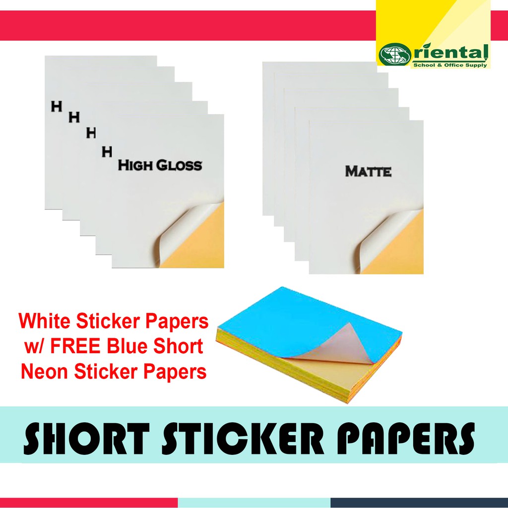 Matte and Glossy Short Sticker Papers with FREE Short Neon Sticker ...