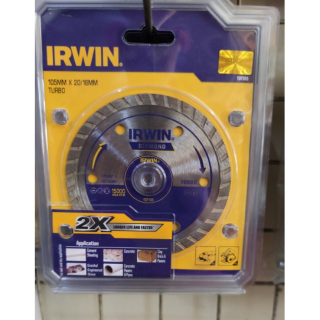 Irwin Diamond Cutting Disc Turbo 4" Tiles - Marble - Granite - Bricks ...