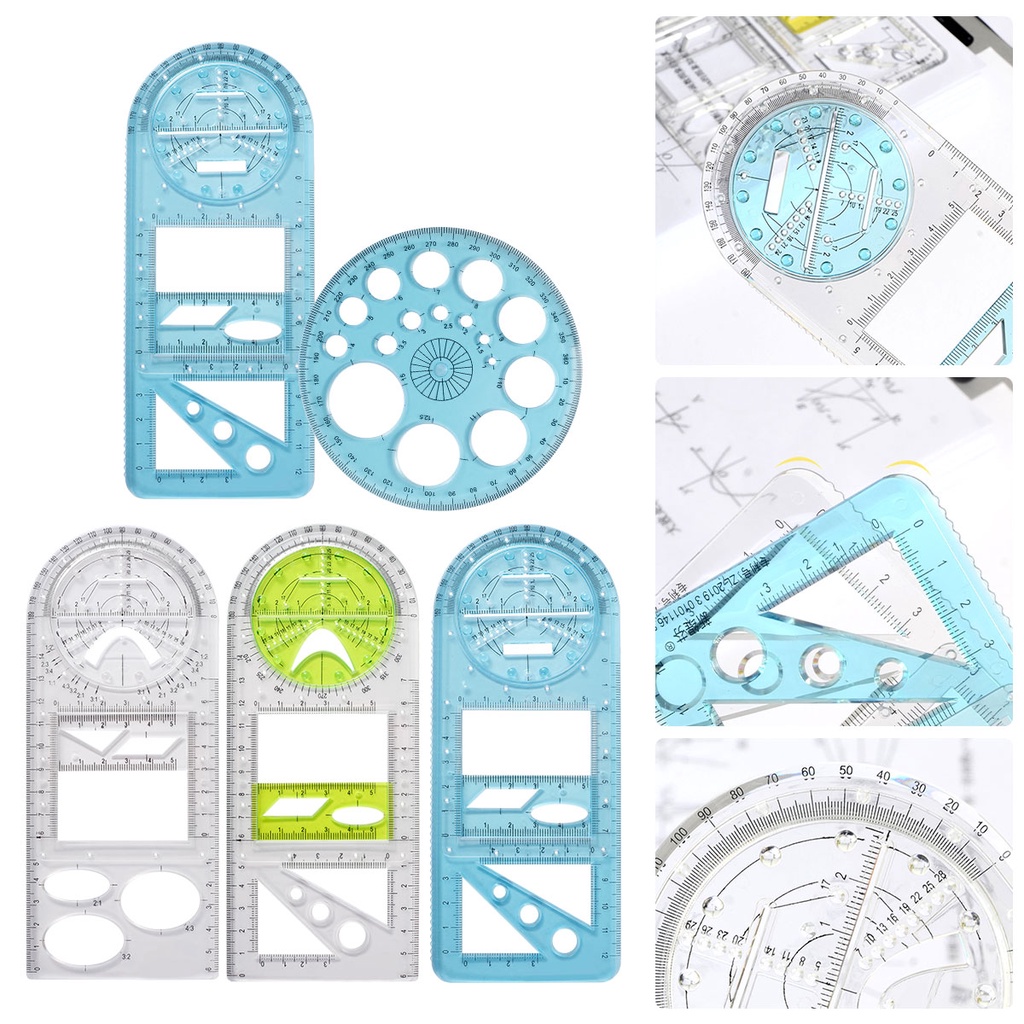 Geometric Ruler 14 Shapes Transparent Drawing Draft Rulers Multiple ...