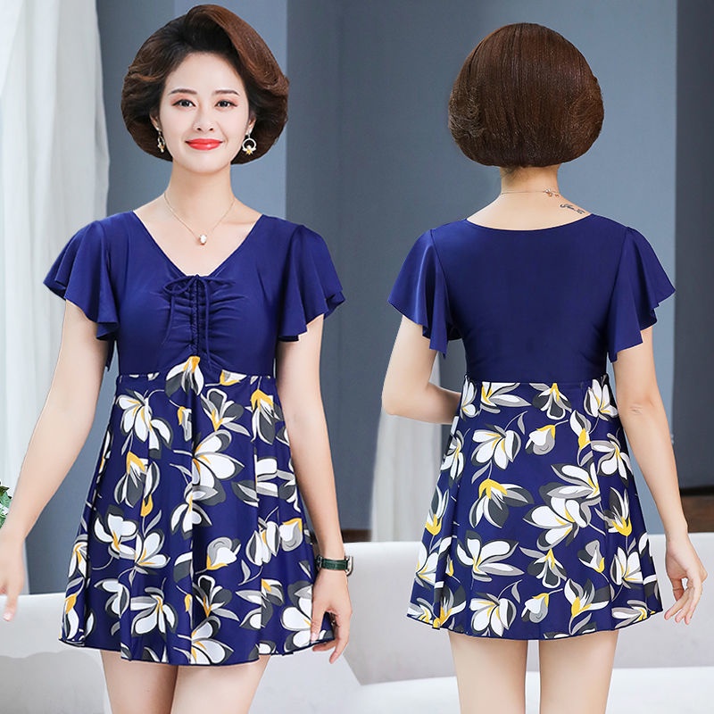 Fashion Swimwear Women's Middle-aged Elderly Split Large Size Swimsuit ...