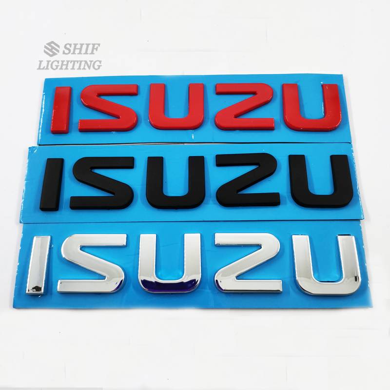 1 x ABS Chrome/Black/Red ISUZU Logo Letter Car Side Rear Trunk Emblem ...