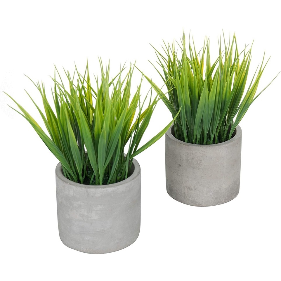 Tabletop Artificial Grass Plants Decorative Faux Greenery Plant Potted ...